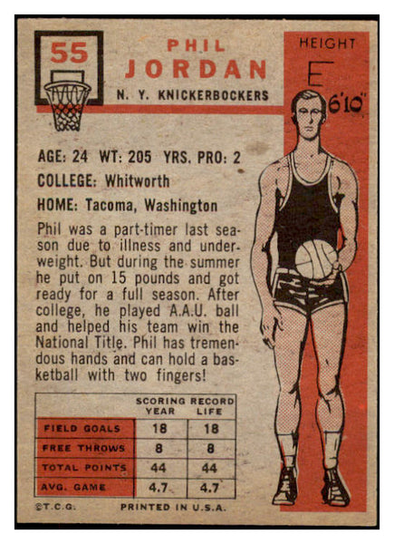 1957 Topps Basketball #055 Phil Jordon Knicks EX-MT 529654 | Kit Young ...